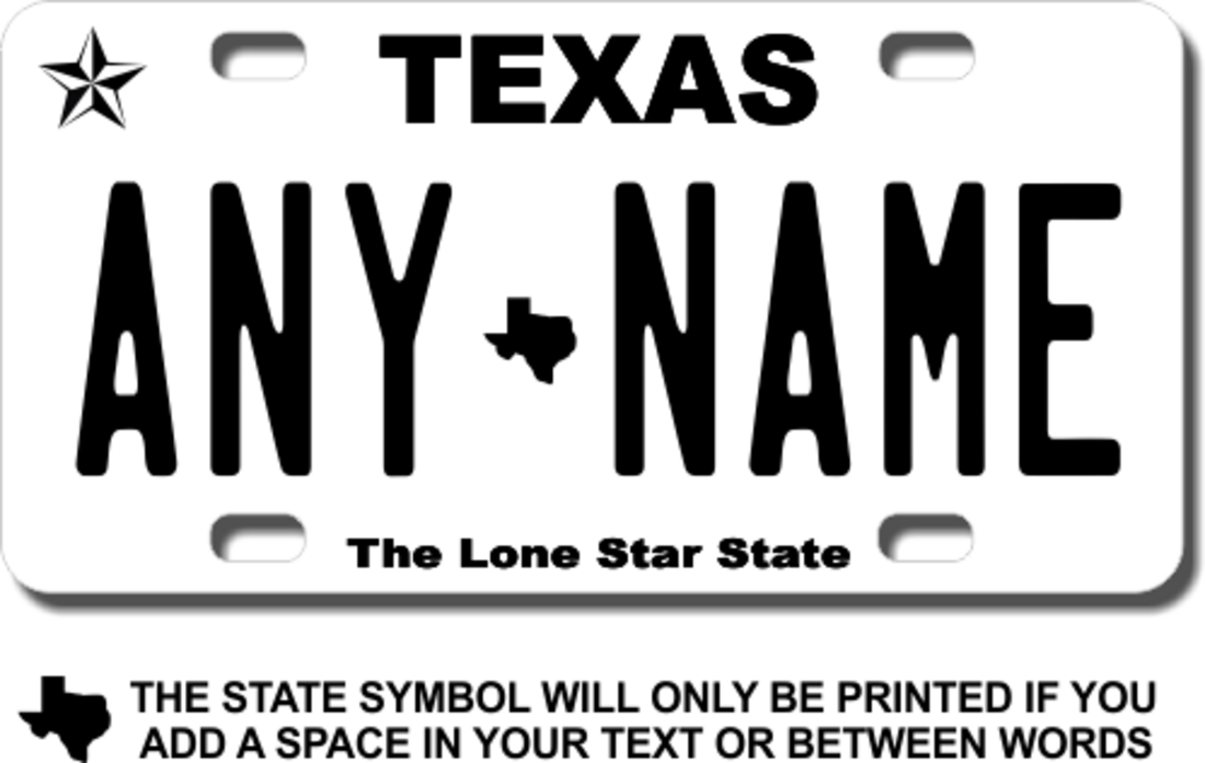Personalized Texas License Plate For Bicycles Kid s Bikes Carts Cars 